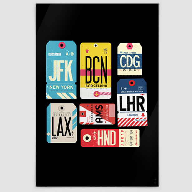 Poster - Wall Art Print - Flight Tags