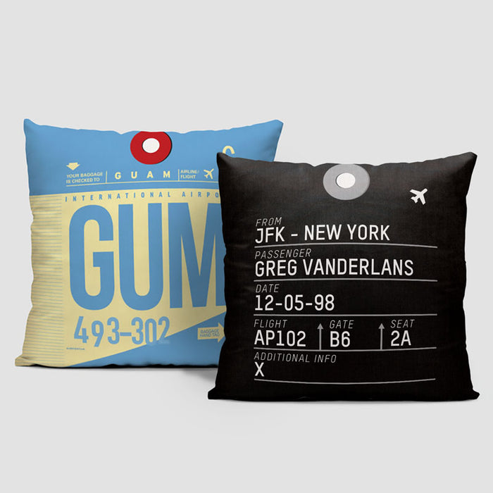 Airport Code Throw Pillow - GUM - GUAM Airport - IATA code GUM