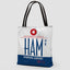 Tote Bag - HAM - Hamburg Airport - Hamburg, Germany - IATA code HAM