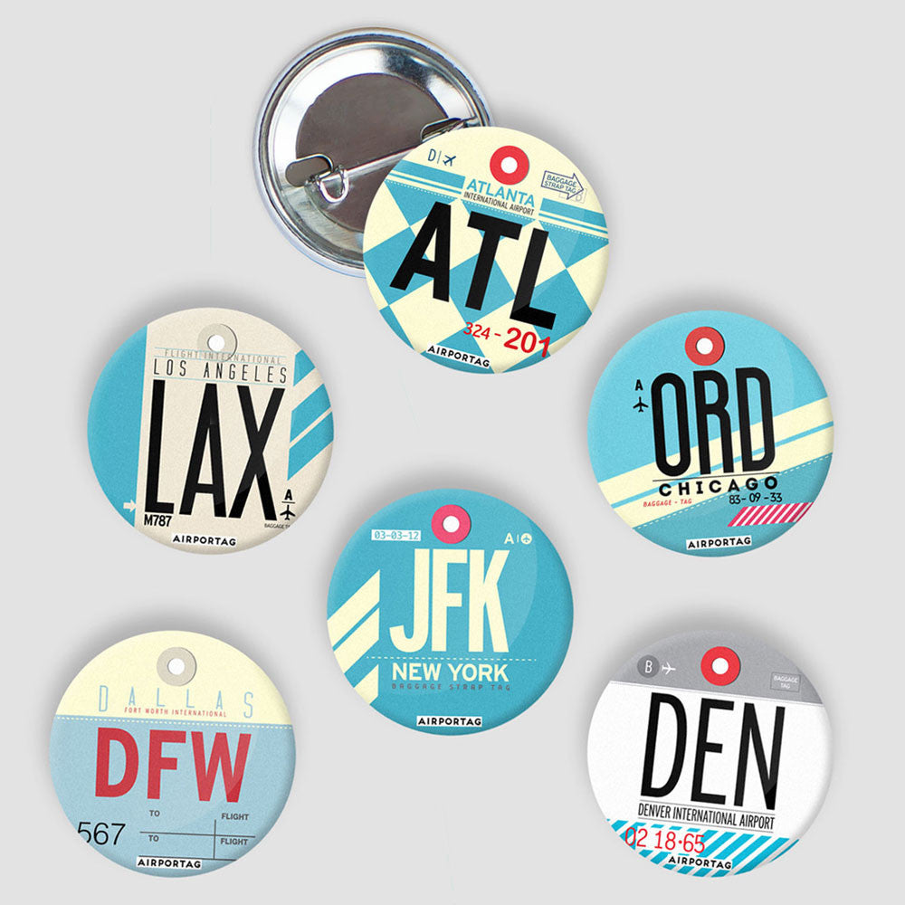 Pinback Button - XXL Airports USA - Button Pack
