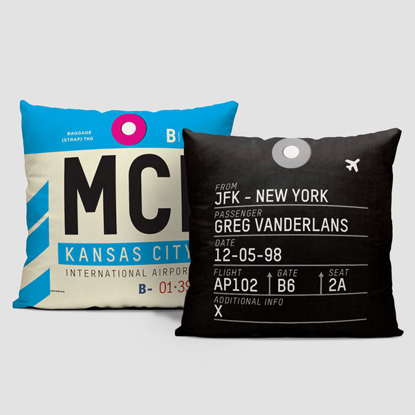 Airport Code Throw Pillow - MCI - Kansas City Airport