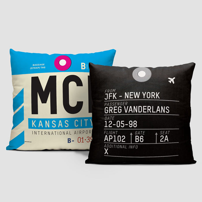 Airport Code Throw Pillow - MCI - Kansas City Airport