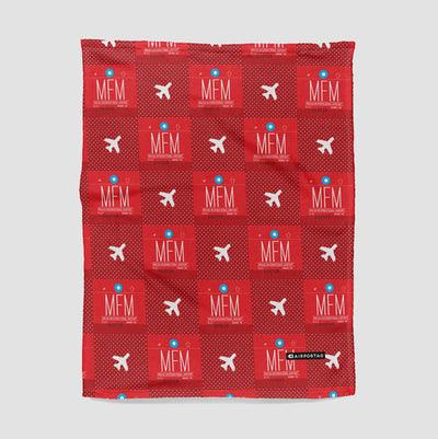 Throw Blanket - MFM airport code pattern.