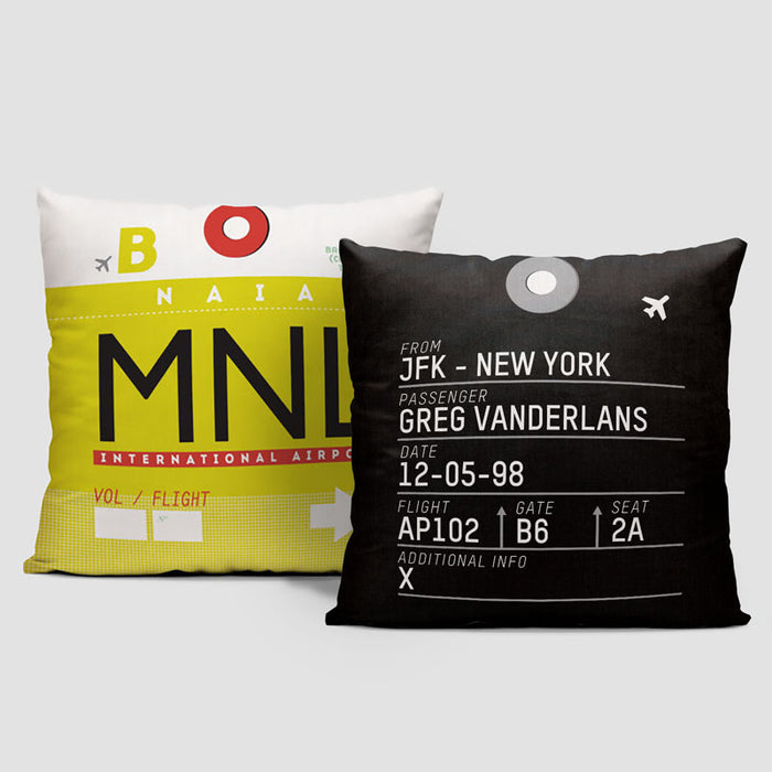 Airport Code Throw Pillow - MNL - Naia Airport - IATA code MNL