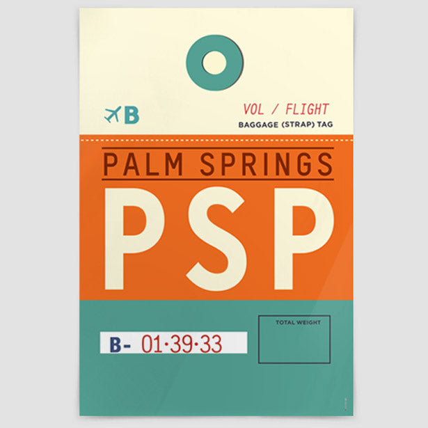 Poster - Wall Art Print - PSP - Palm Springs Intl Airport - California, US