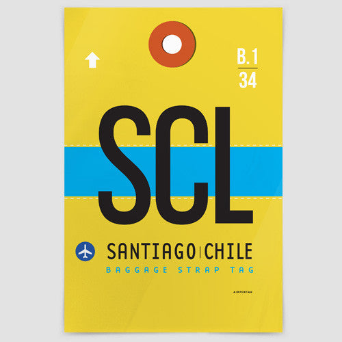 Poster - Wall Art Print - SCL - Santiago Airport