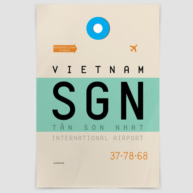 Poster - Wall Art Print - SGN - Tan Son Nhat Airport - Ho Chi Minh, Vietnam