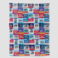 Throw Blanket - UK airport codes pattern.